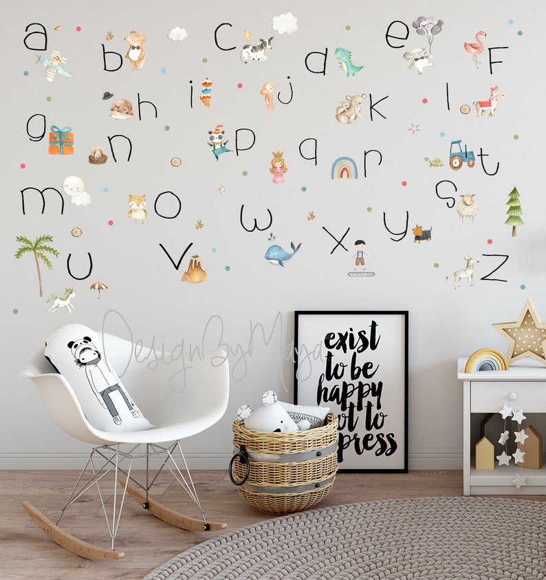 Alphabet decals Wall clings Kids Decals Playroom murals | Etsy