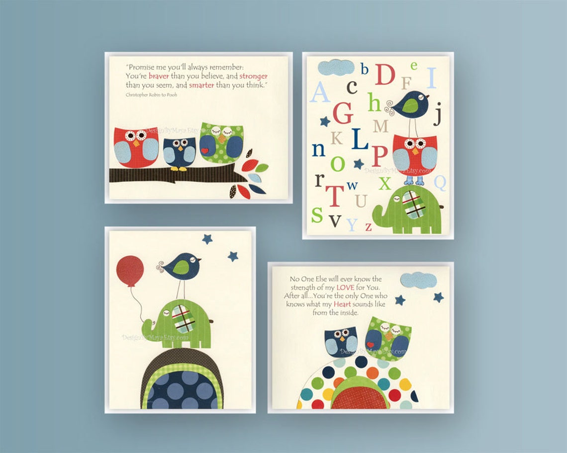 Kids Wall Art Nursery Art Print Nursery Alphabet Nursery Owls - Etsy