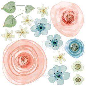 Ranunculus Flower Decals Girl Nursery Wall Stickers, Rainbow Flowers ...