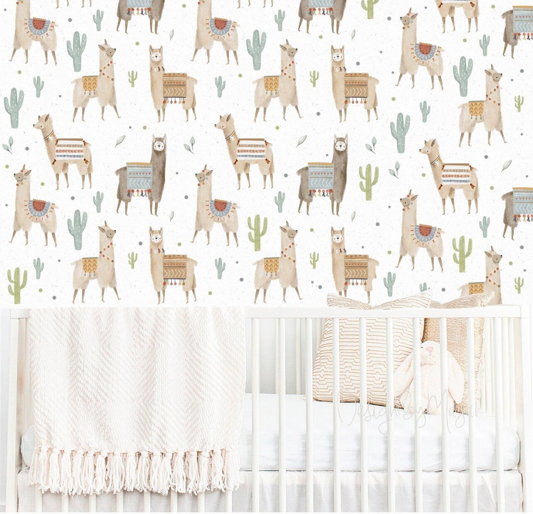 Llama Nursery Wall Decor, Llama Girl Bedroom Wall Art, Llama Decal ...
