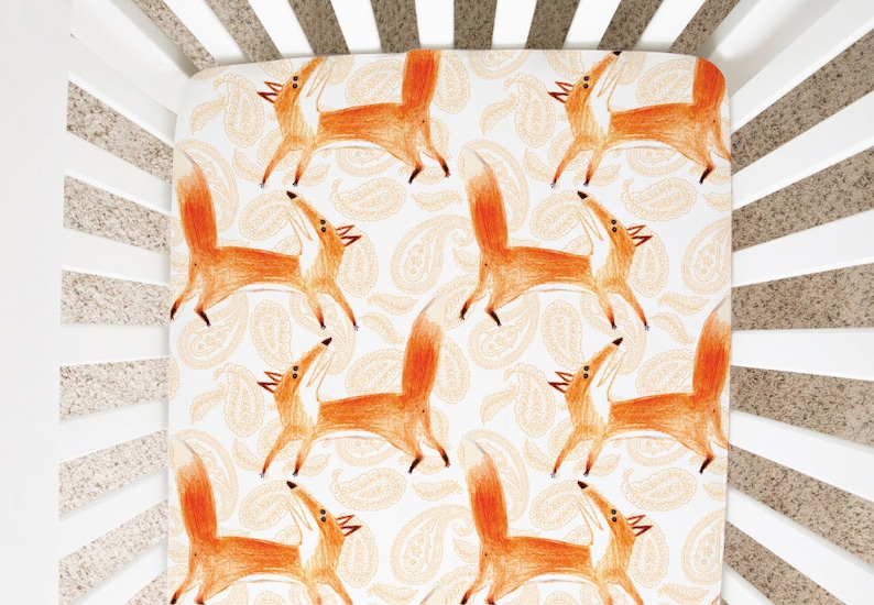 Hand Drawn Baby Fox Crib Sheet Magical Woodland Crib Sheet - Etsy