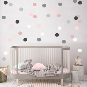 Nursery Decals, Baby Nursery Wall Decal, Teal Navy Coral Polka Dots ...
