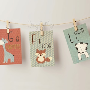 Alphabet Cards, A to Z Animal Alphabet Flash Card, Nursery Wall Art ...