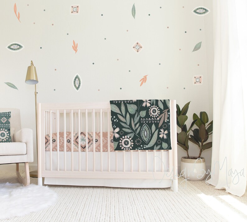 Boho Floral Decals Boho Wall Stickers Boho Floral Mural | Etsy