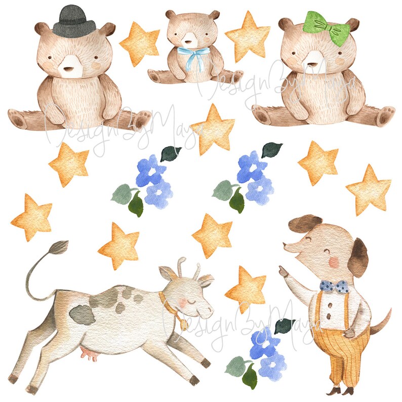 Watercolor Mother Goose Nursery Rhymes Wall Decor Fabric - Etsy