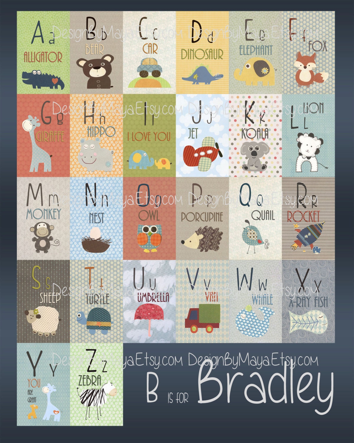 ABC Name Art Wall Art Baby Names ABC Wall Art Alphabet Wall - Etsy