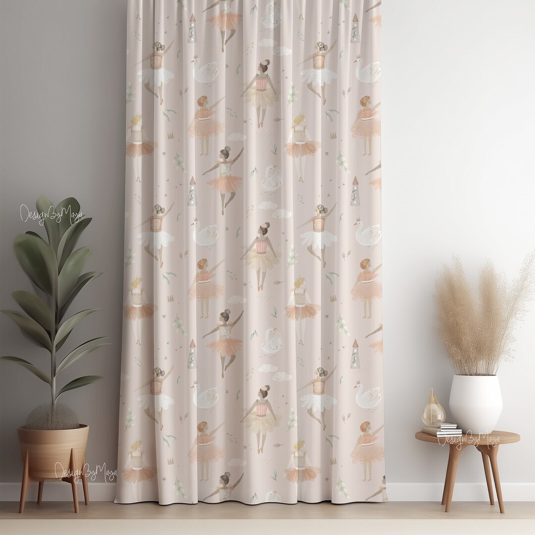 Ballet Dancers Girl Room Curtain, Boho Nursery Theme, Window Curtain ...