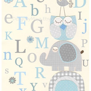 Baby Room Decor Nursery Art Owl Nursery Baby Print Gray and Aqua ...