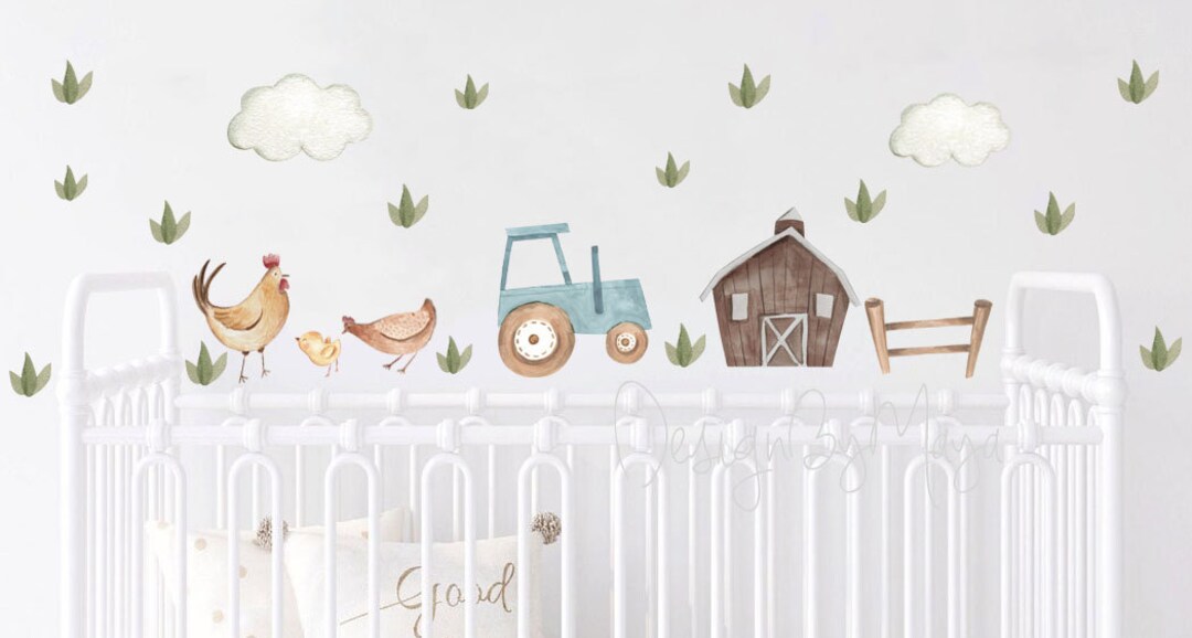 Watercolor Farm Animals Wall Decals: Nursery Art - Etsy
