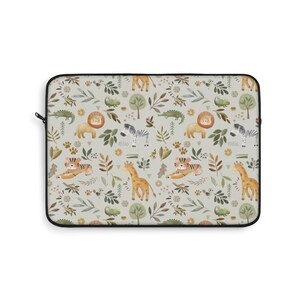 Boho Style Laptop Sleeve, World Map Design Laptop Sleeve, Foliage Decor ...