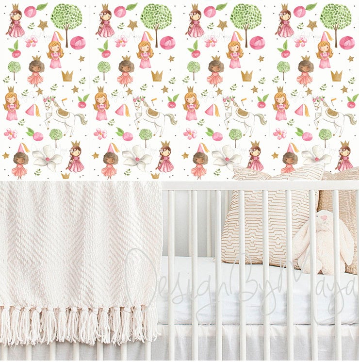 Girl Nursery wall decor Baby Girl room wallpaper Bunny | Etsy
