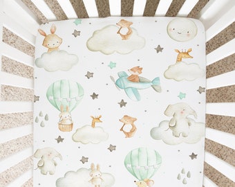 Hot Air Balloon Crib Sheet Minky Jersey Bedding Personalized | Etsy