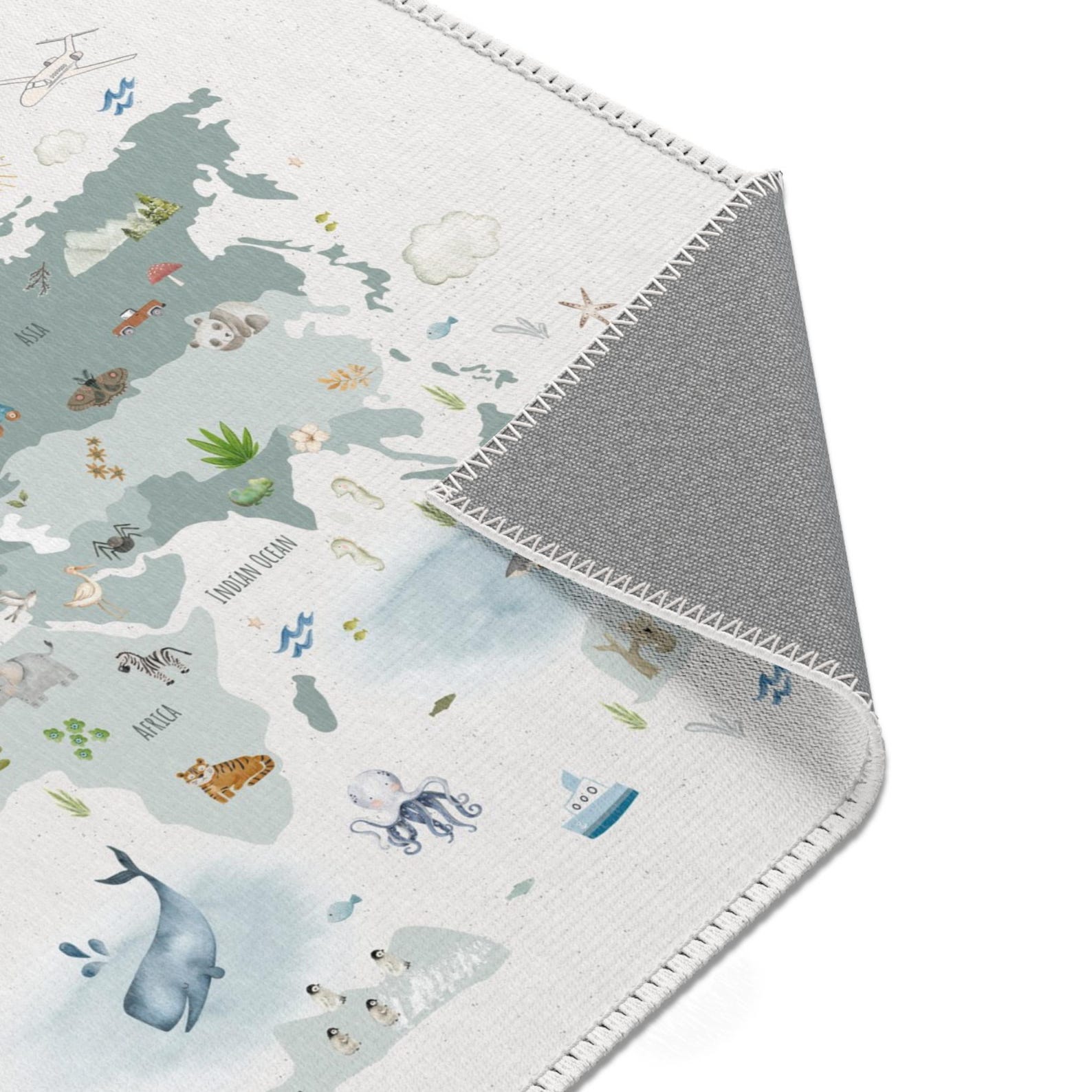 World Map Kids Rug: Playroom Decor, Nursery Play Mat - Etsy