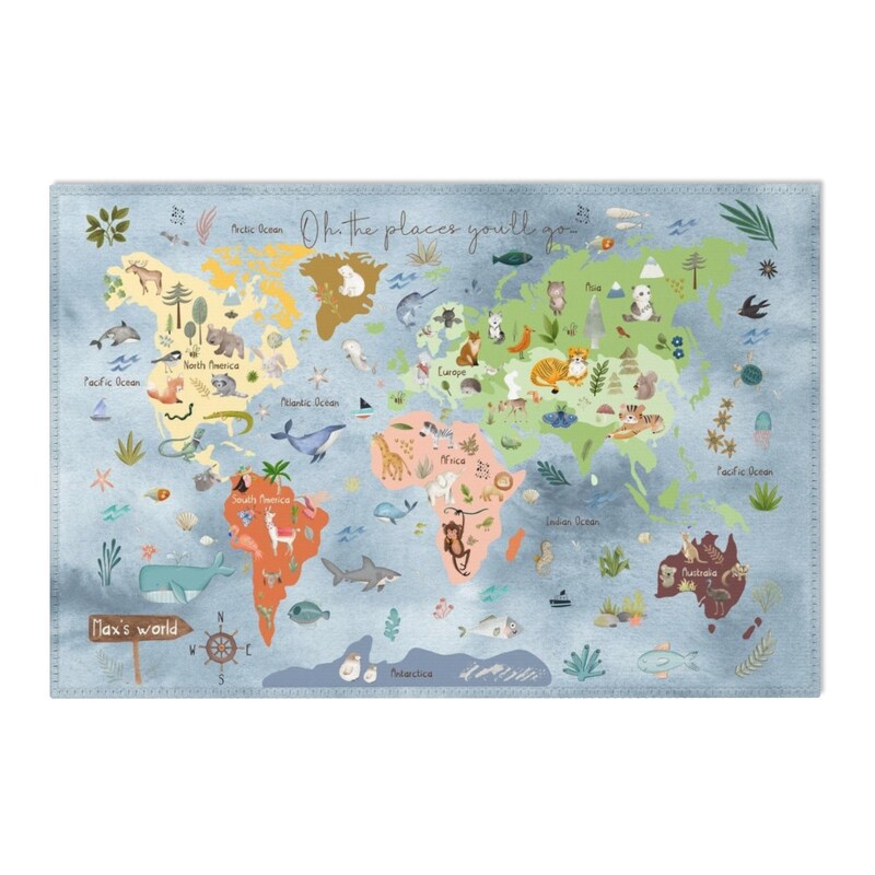 World Map Rug - Etsy