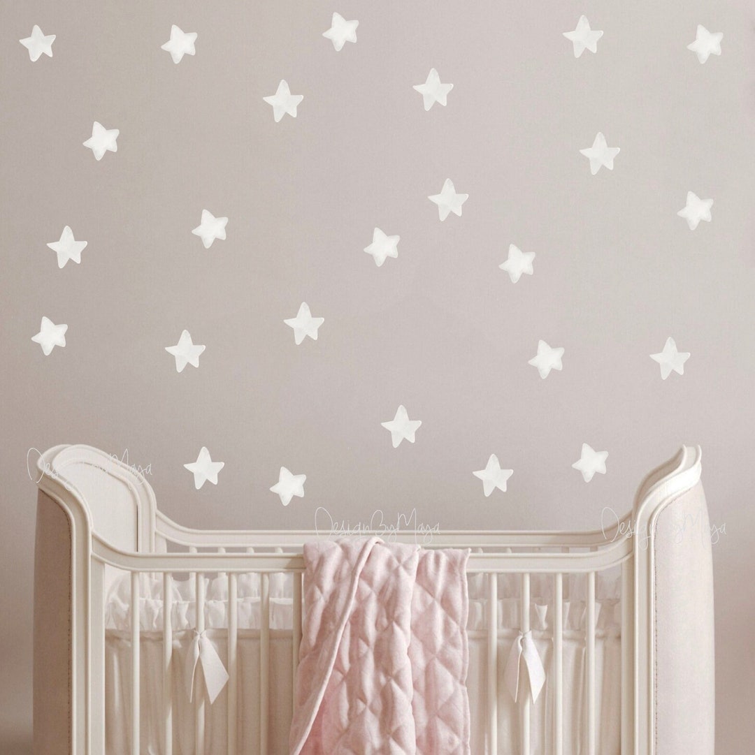 Stars Nursery Decal Baby Decor Watercolor Stars Nursery Art Watercolor ...