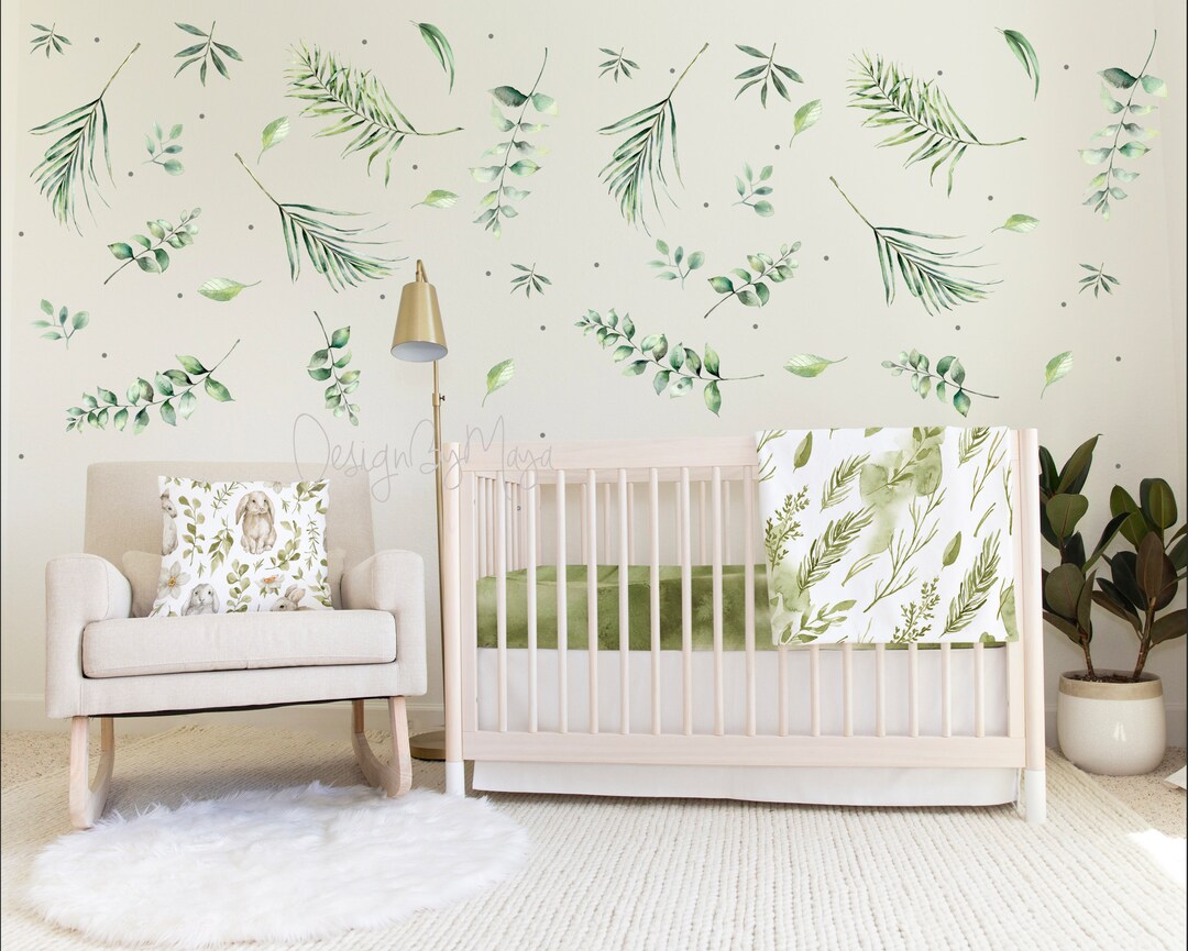 Giant Green Leaves Decals Botanical Decor Foliage Wall Stickers Green ...