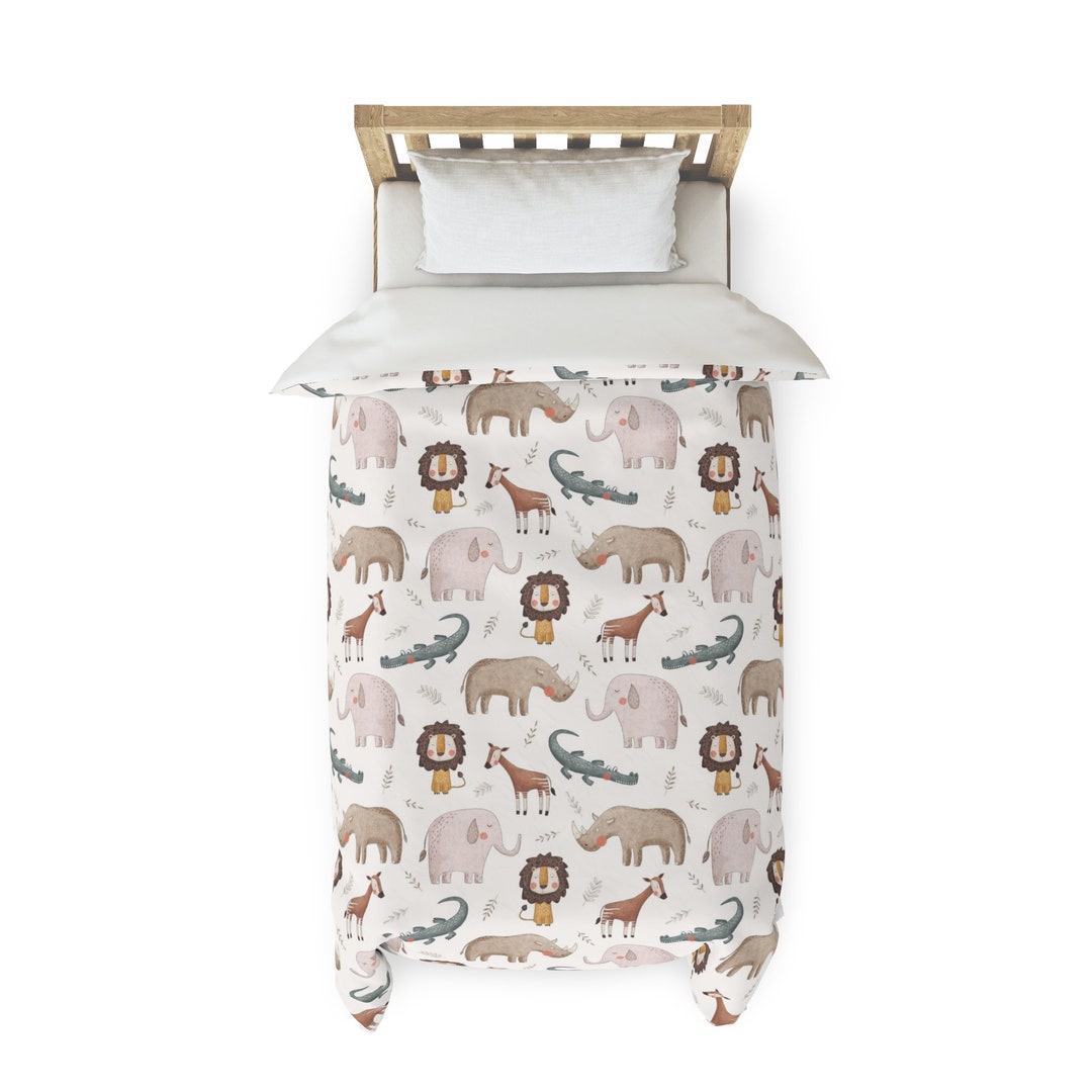 Safari Animals Duvet, Woodland Theme Bedding, Africa Duvet, Pine Trees ...