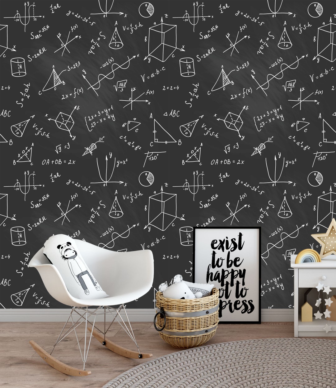 Math Function Wallpaper, Minimalistic Design for Baby Room, Boho ...