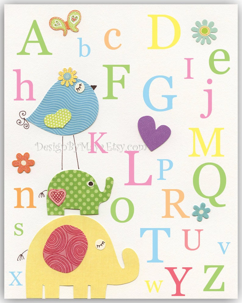 Nursery Wall Art Decor Children Art Print Alphabet..abc | Etsy