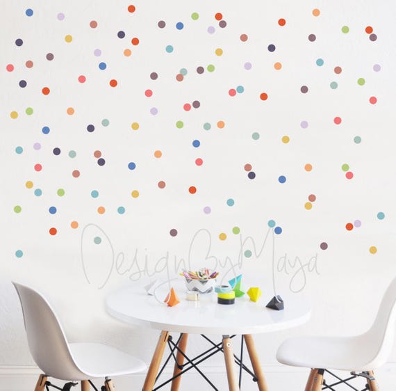 Nursery Decor Rainbow Confetti Polka Dot Wall Decals Kids | Etsy