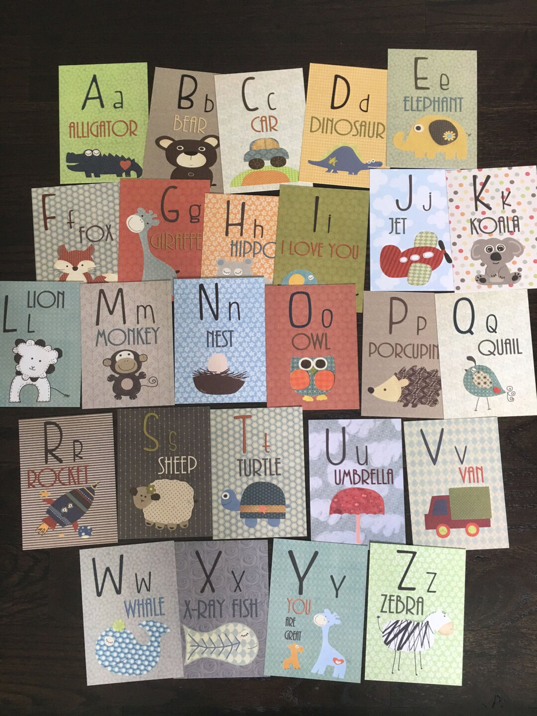 Animal Alphabet Flash Cards: A to Z Nursery Wall Art Prints - Etsy