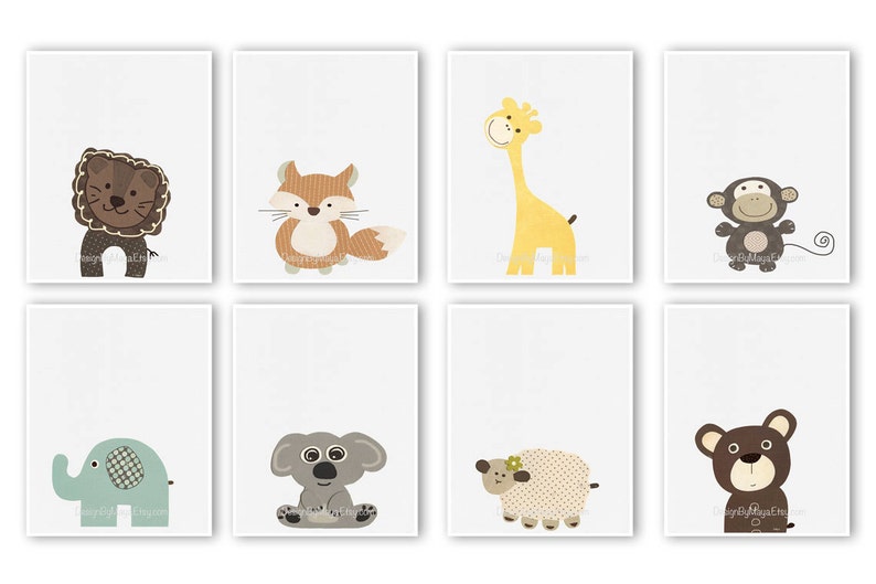 Gender Neutral Nursery Decor Baby Animal Prints Safari | Etsy