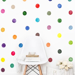 Watercolor Rainbow Polka Dots, Nursery Decals, Nursery Wall Decor ...