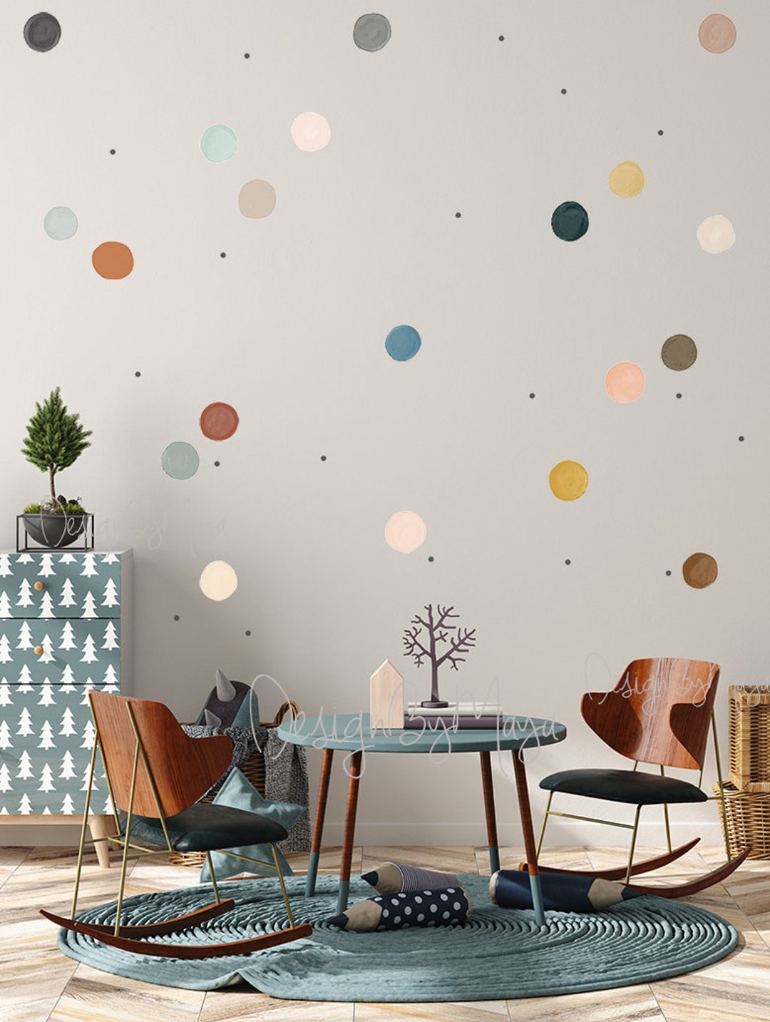 Earth Tones Polka Dot Wall Decals: Boho Nursery Decor - Etsy