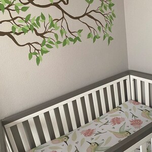 Bunny Crib Sheet, Baby Girl Bunnies Bedding Flower Nursery Baby Foliage ...