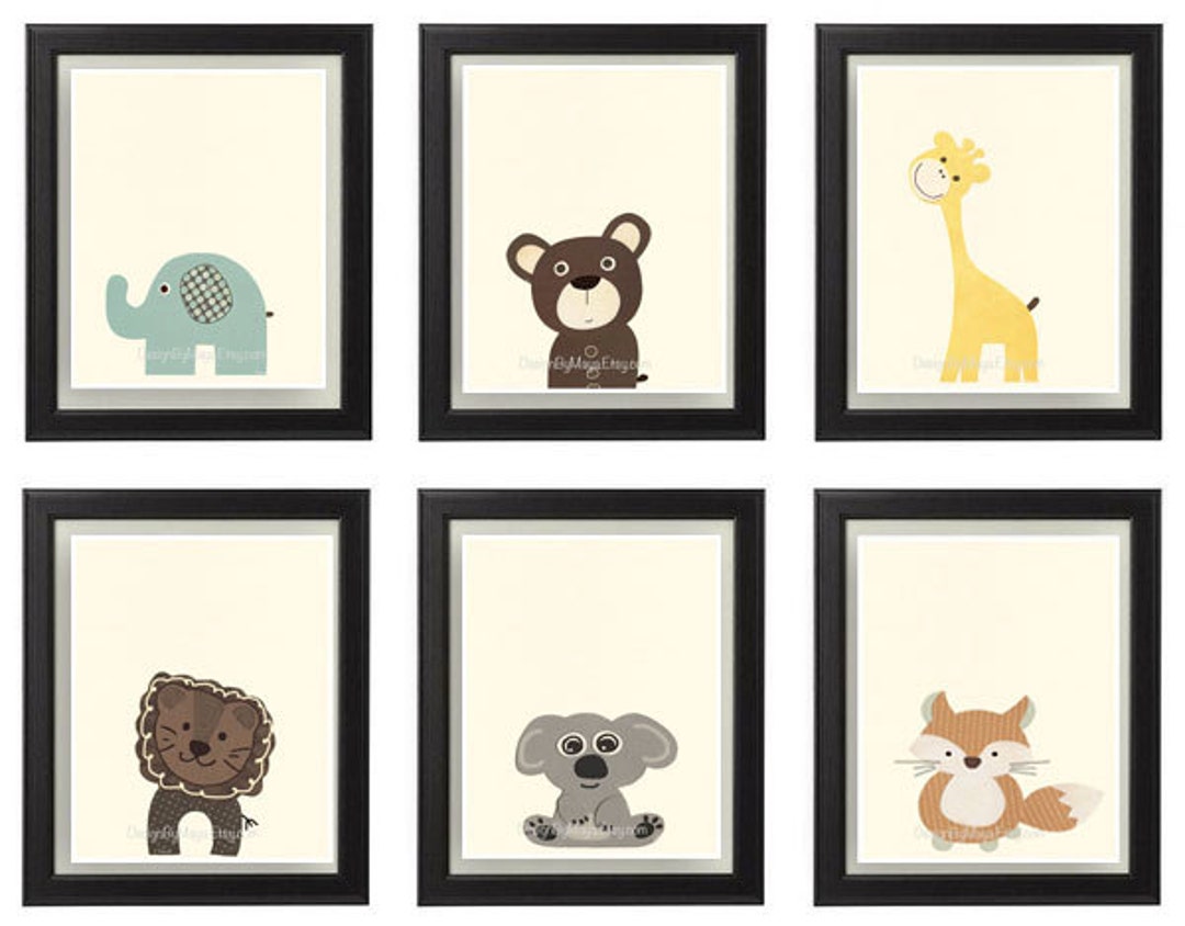 Woodland Animal Set Wall Art Nursery Decor Fox Bear Raccoon - Etsy