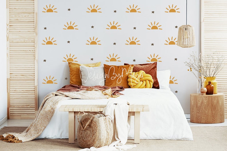Boho Sun Wall Decal: Abstract Desert Mural, Kids Room Decor - Etsy UK