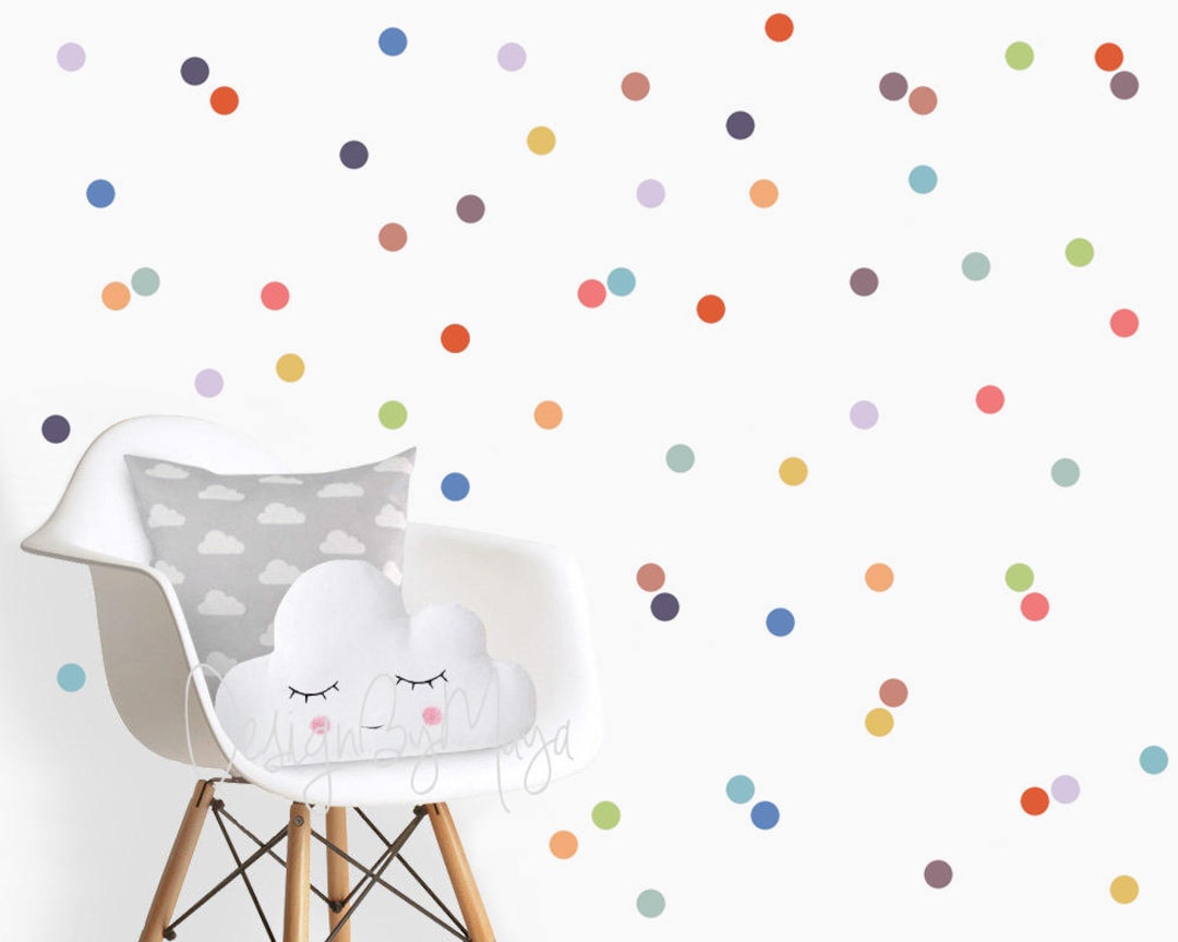 Rainbow Confetti Polka Dot Fabric Wall Decals: Kids Nursery Decor - Etsy