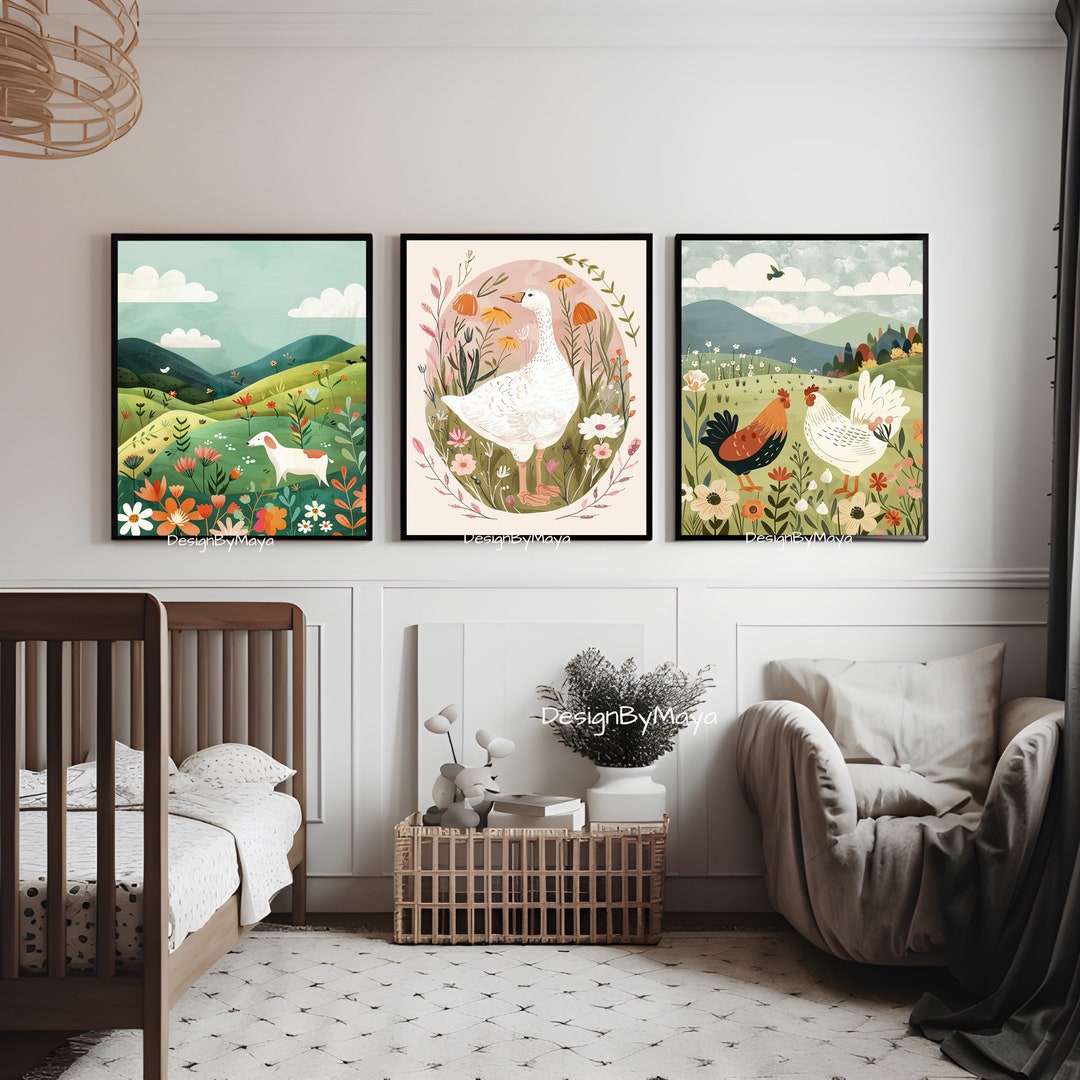 Baby Animals Wall Art, Toddler Wall Art Prints, Farm Animals Poster ...