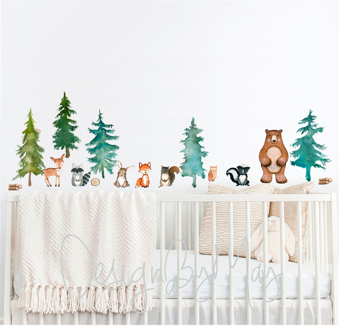 Nursery Wall Decals Woodland Decals Fabric Wall Decal Room - Etsy
