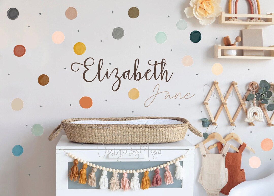 Nursery Decals, Earth Tones Wall Decal, Gray, Teal, Polka Dots, Nursery ...