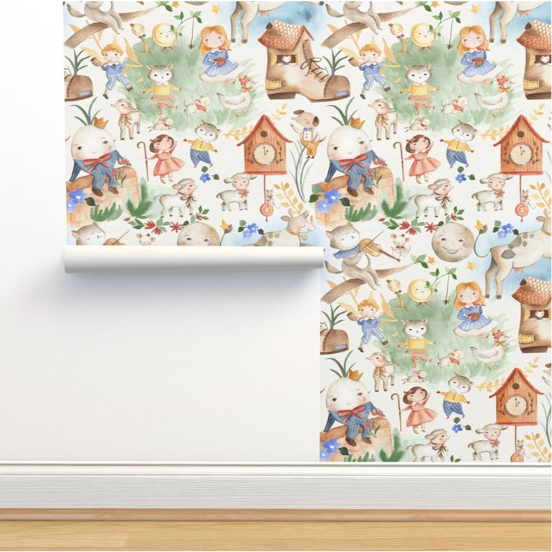 Nursery Rhymes Baby Wallpaper Barn Animals Wallpaper Boho - Etsy
