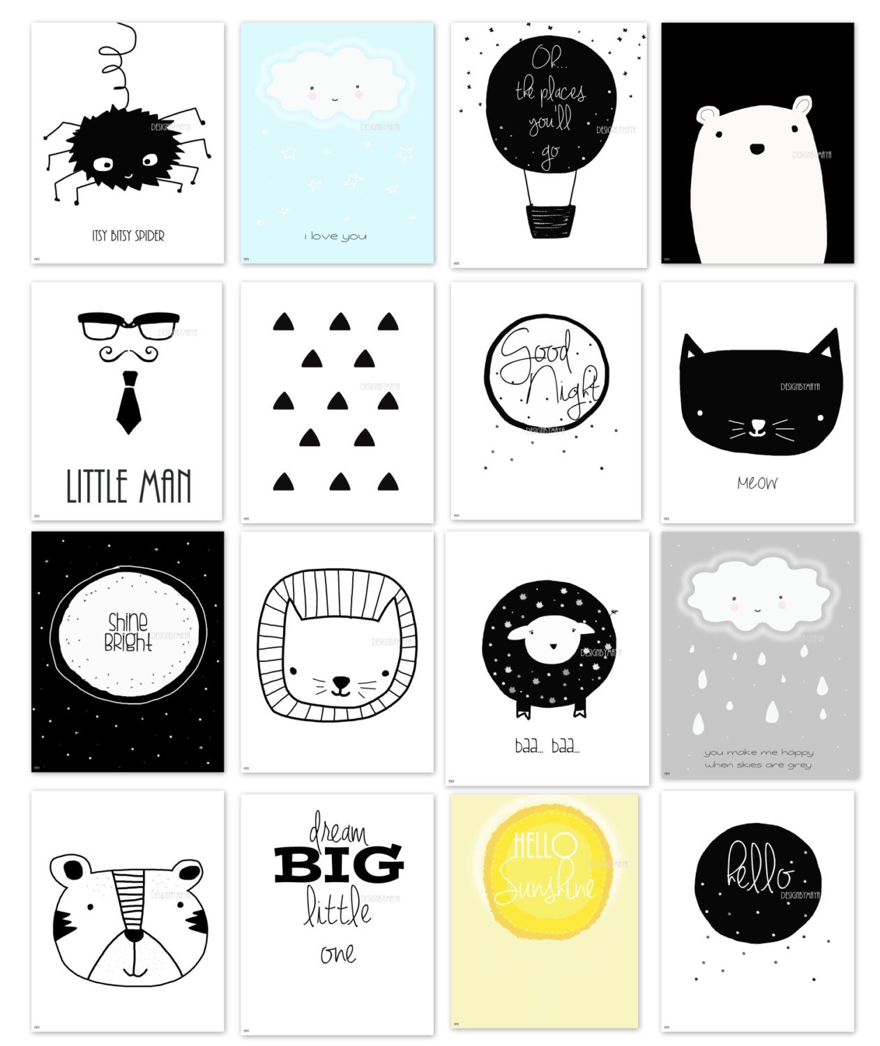Nursery Wall Art Baby Room Decor Children Art Black and - Etsy
