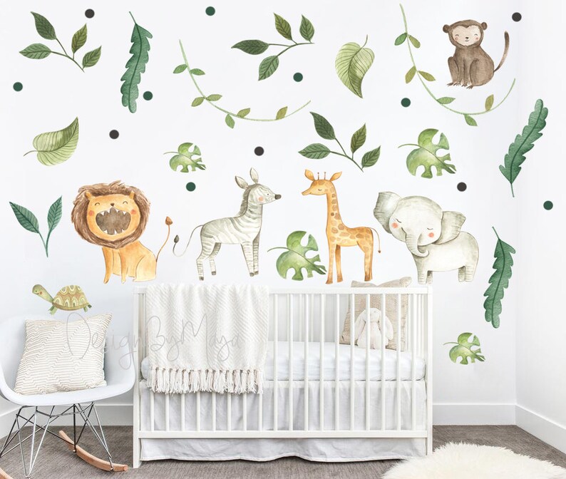 Safari Fabric Decals Watercolor Safari Decal Jungle Animal - Etsy