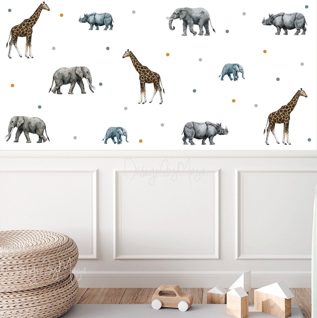 Earth Tones Safari Decals, Baby Room Wall Decor, Illustration Safari ...