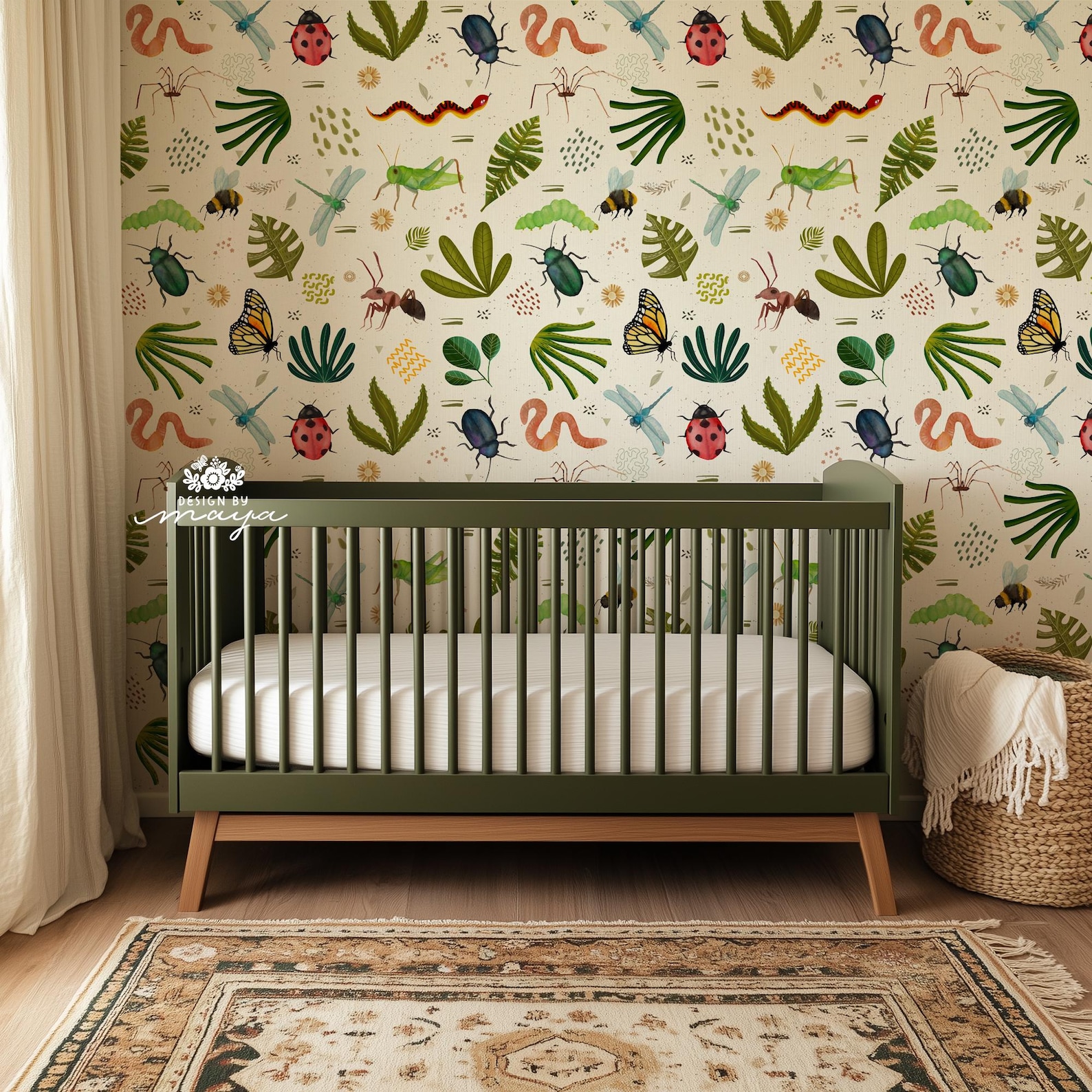 Bugs & Insects Wallpaper: Boho Nautical Decor Mural - Etsy