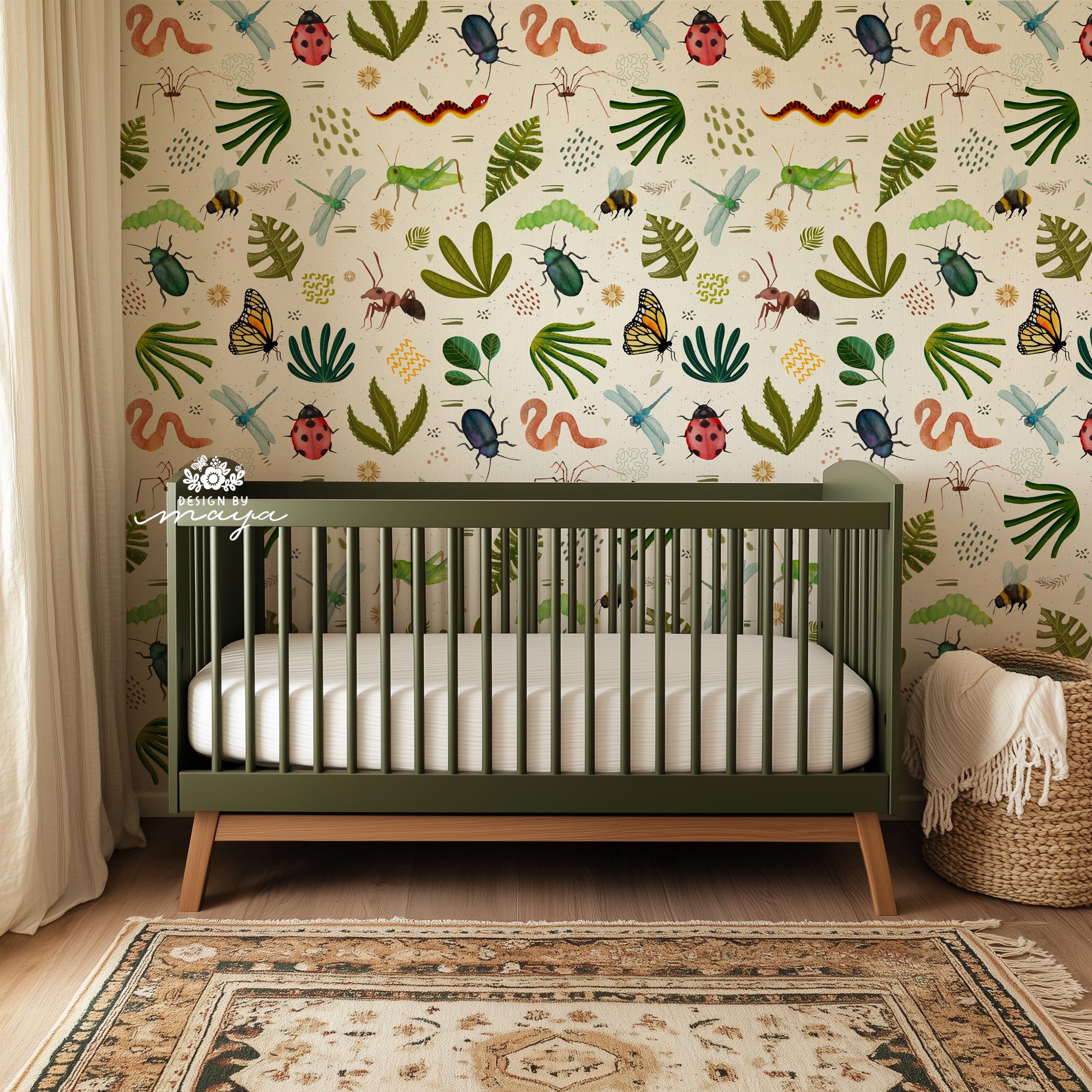 Bugs & Insects Wallpaper: Boho Nautical Decor Mural - Etsy