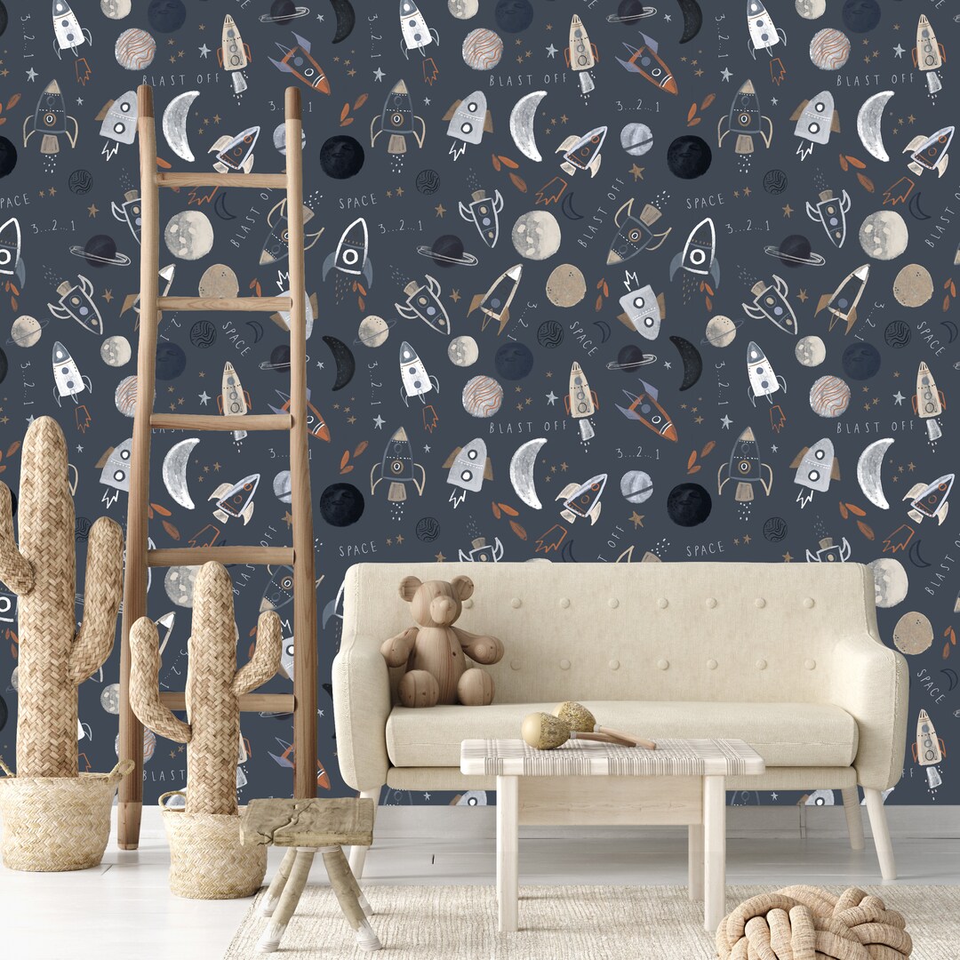 Space Wallpaper, Baby Room Nursery Space Wallpaper, Outer Space Decor ...