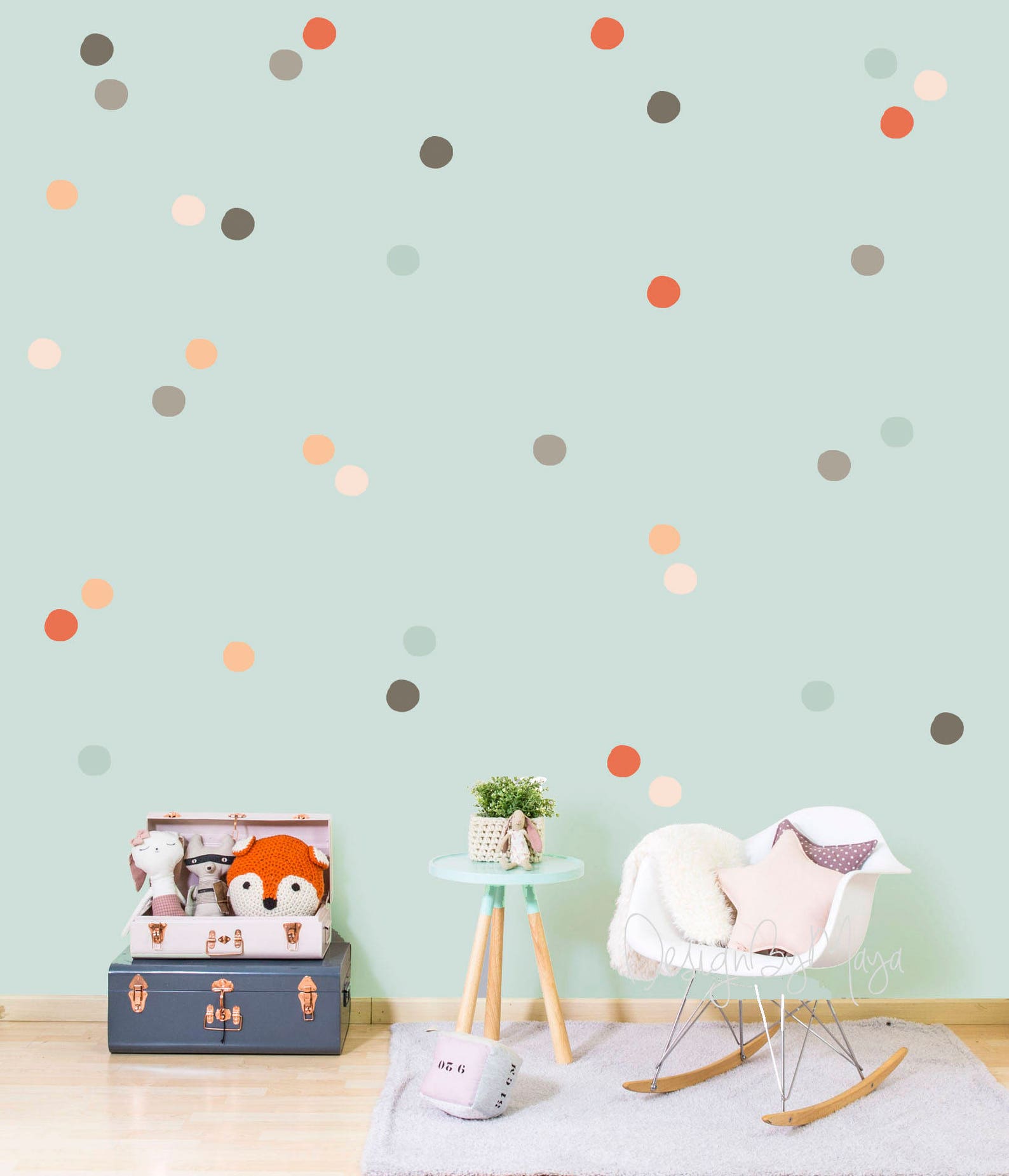 Vinyl Stickers Polka Dots Wall Decals Teal Coral Polka | Etsy