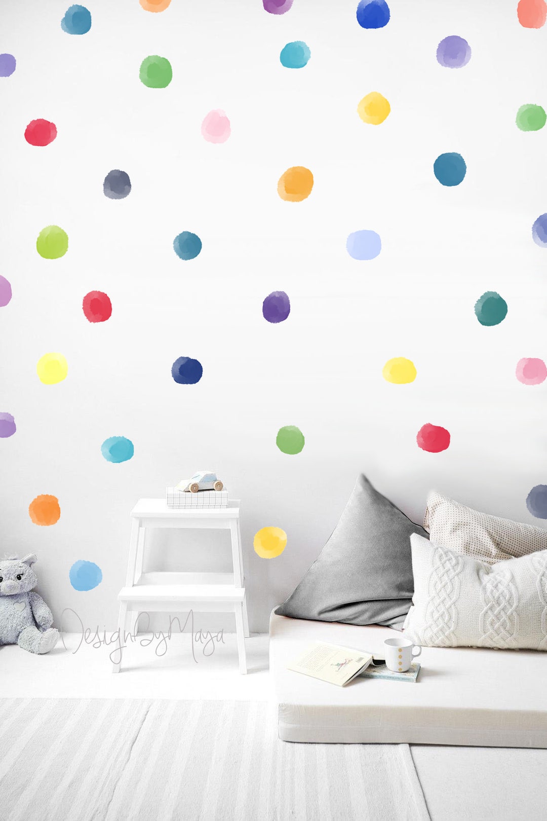Rainbow Confetti Polka Dot, Wall Decals Kids Room, Nursery Wall Decal ...