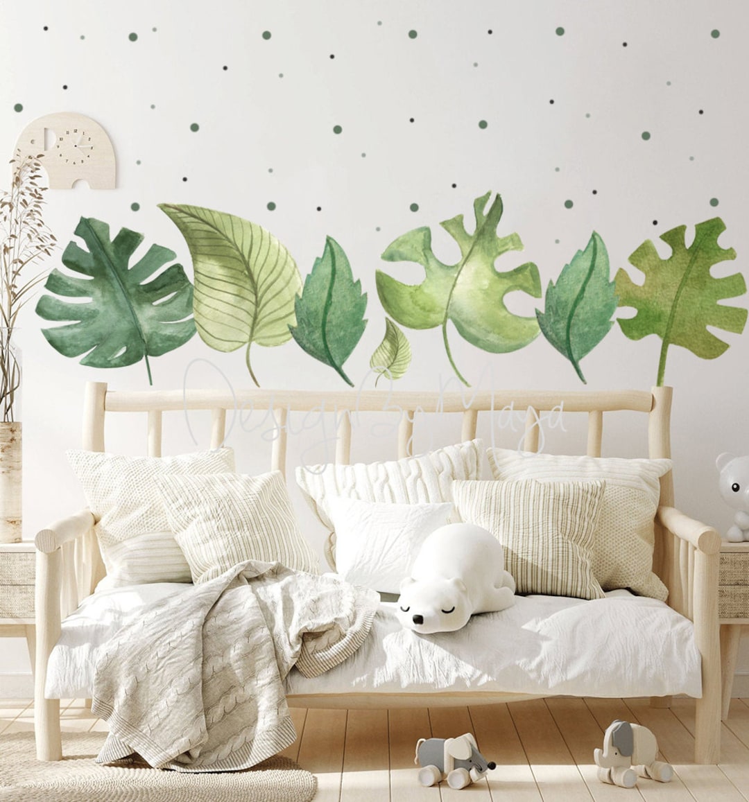 Giant Green Leaves Stickers Botanical Print Green Leaf Decal - Etsy