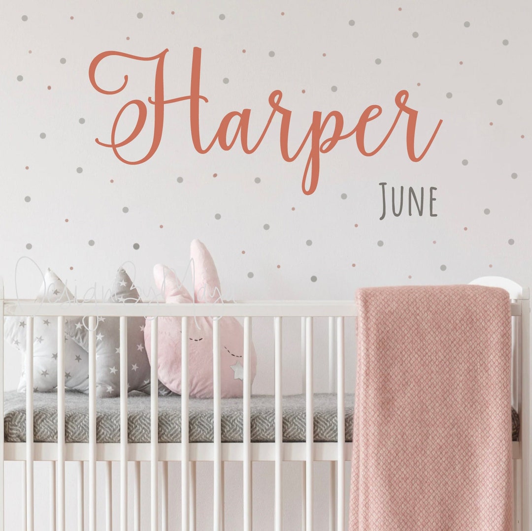 Girl Name Sticker, Kid Name Mural, Nursery Wall Art, Fairy Baby Art ...