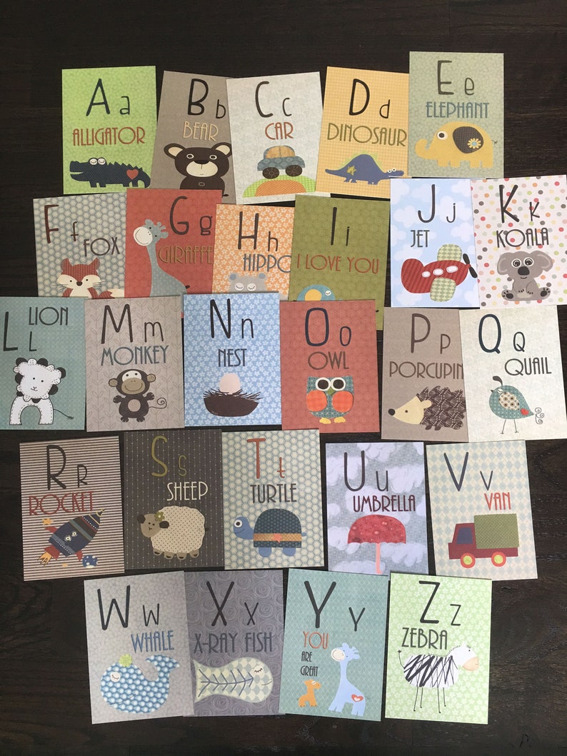Animal Alphabet Cards: A to Z Nursery Decor - Etsy