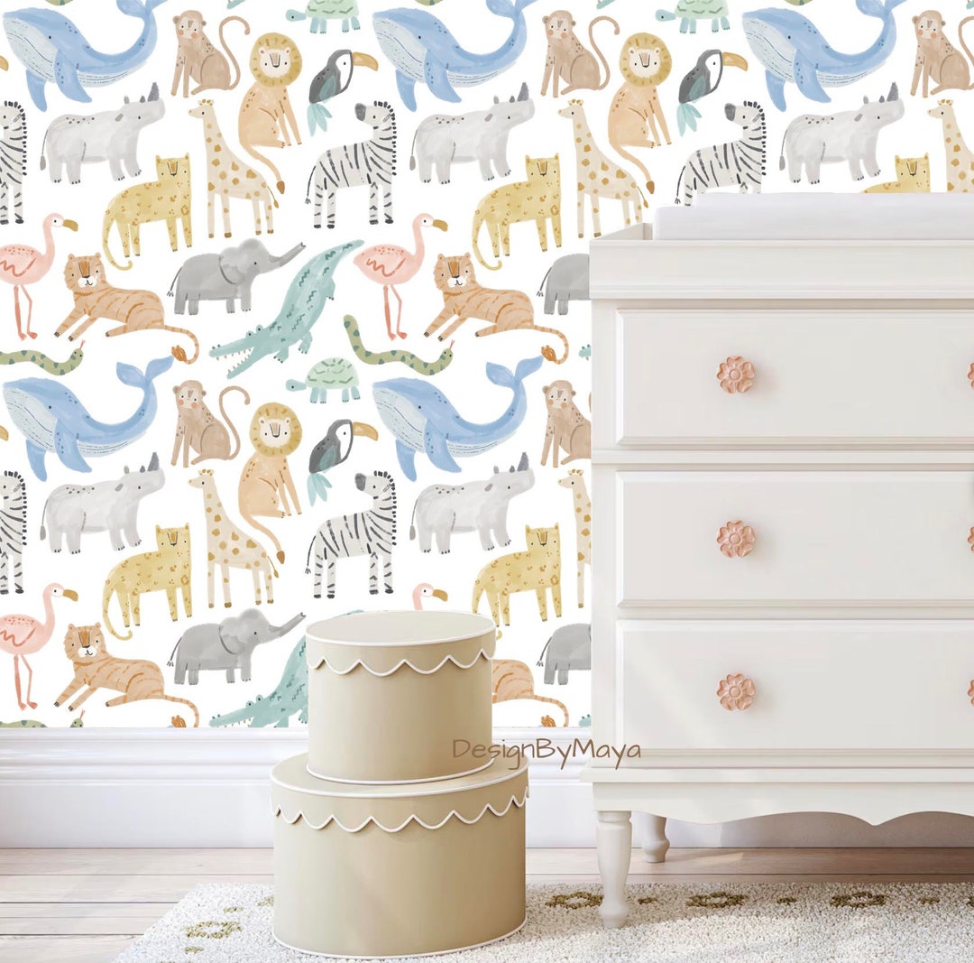 Vintage Baby Nursery Wallpaper, Boho Style Vintage Nursery Farmhouse ...