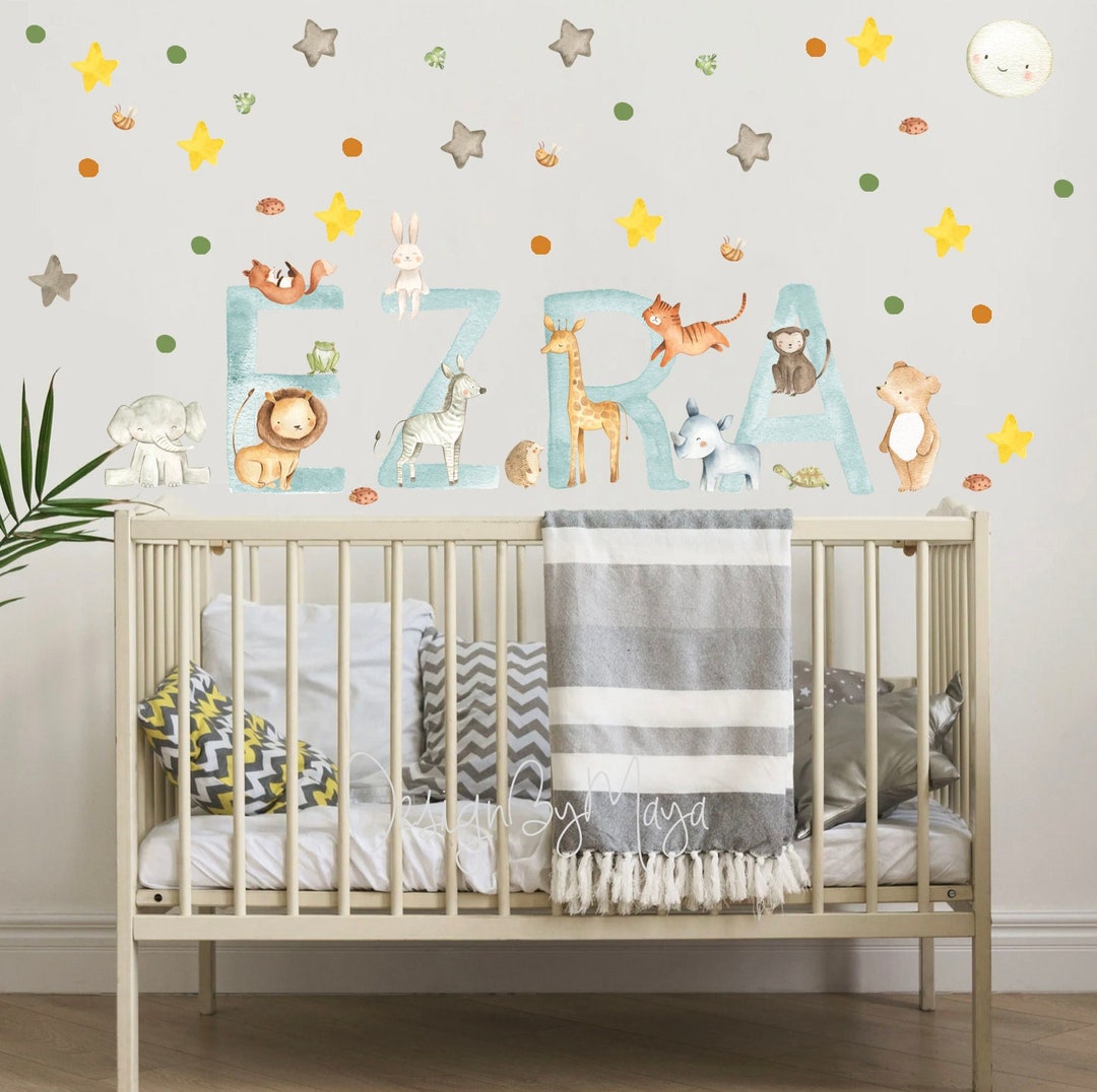 Letters Decals, Baby Name Decals, Letter Wall Stickers Safari Name ...