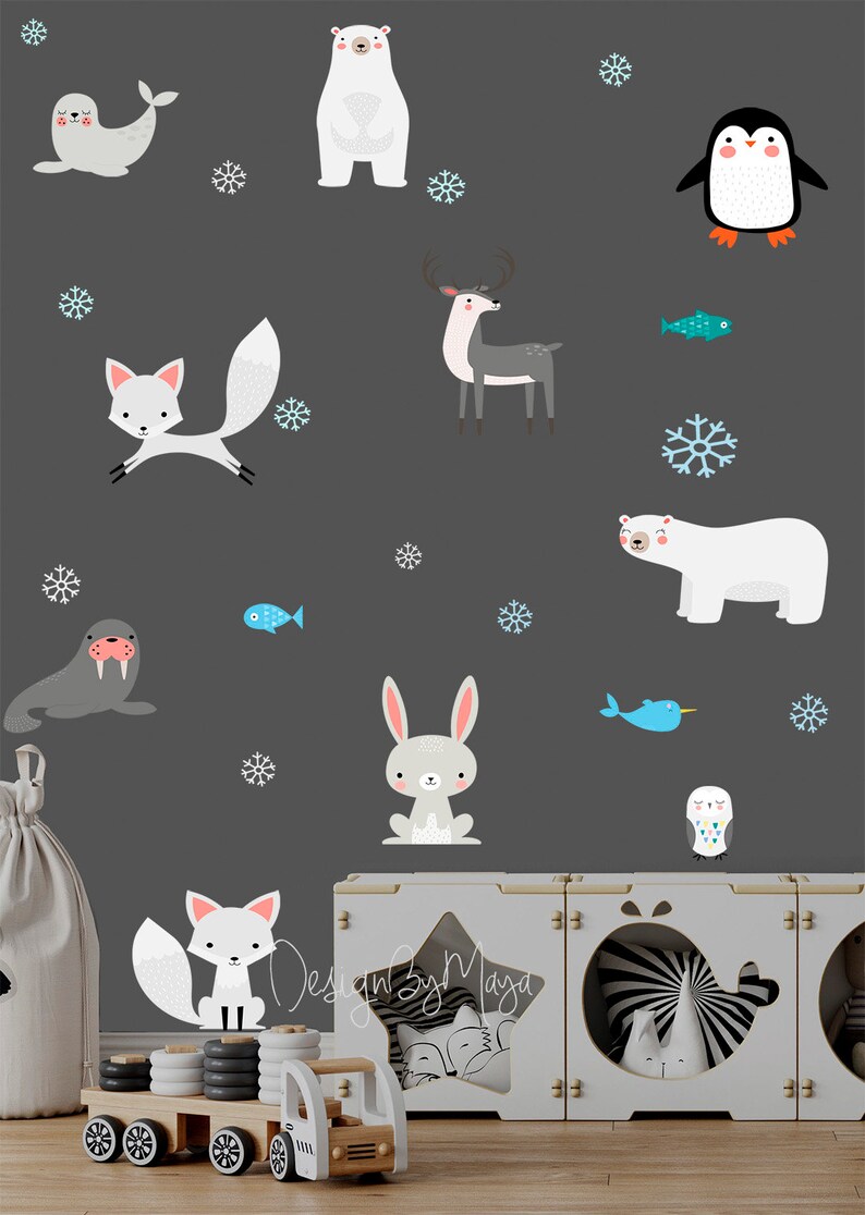 Nursery Decor Arctic Animals Modern Decor Baby Room Baby - Etsy